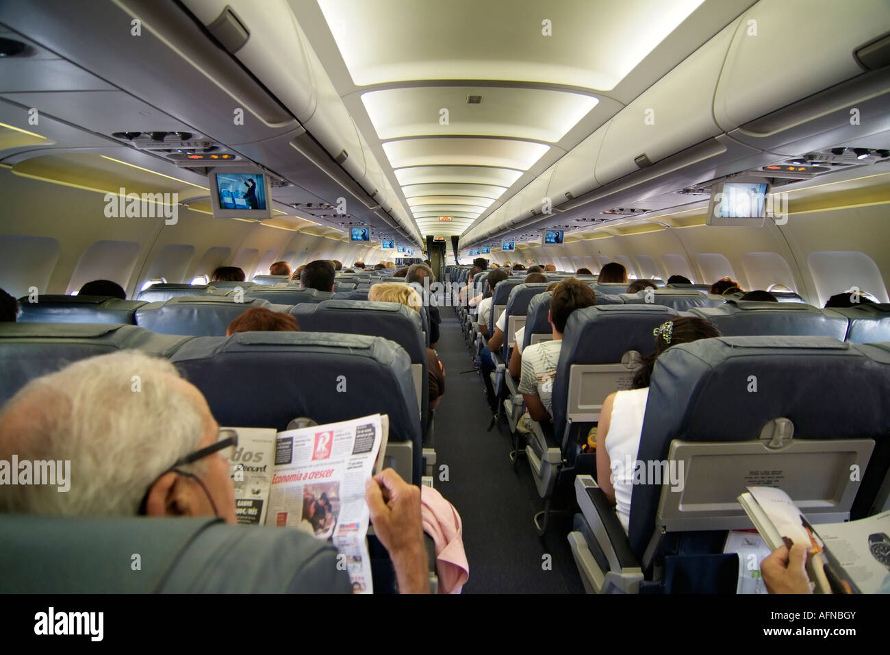 Interior of a modern airplane Stock Photo - Alamy