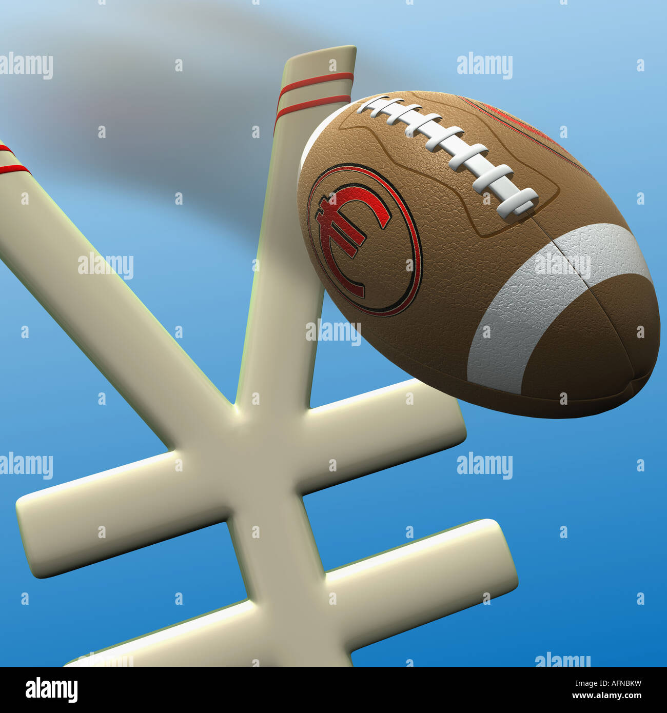 Football passing over euro sign Stock Photo - Alamy