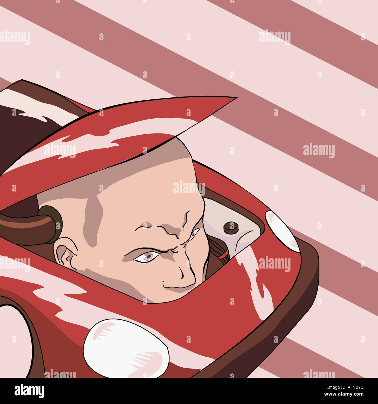 Man's head in the form of a race car engine Stock Photo - Alamy