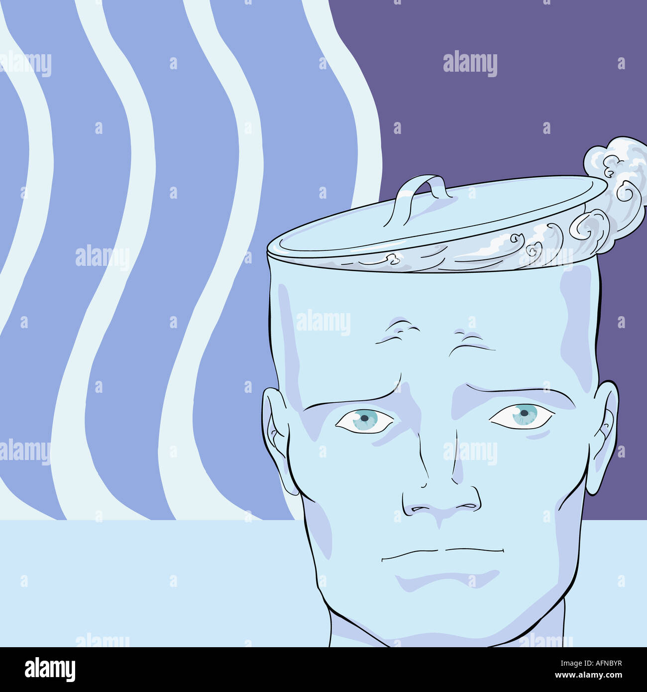 Man's head in the form of a cooking pot Stock Photo - Alamy
