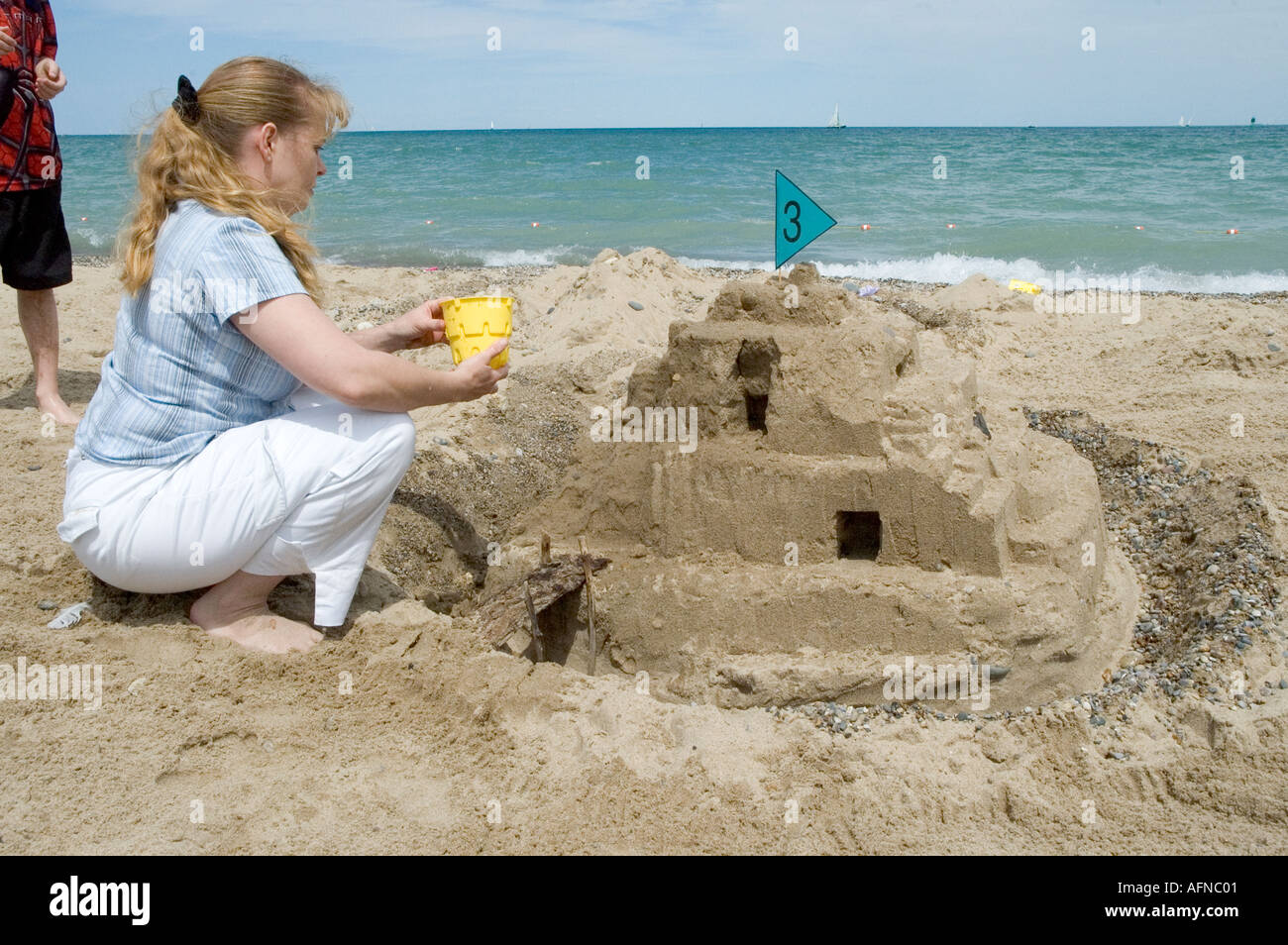 People build sand castles on the beach at Port Huron Michigan Stock ...