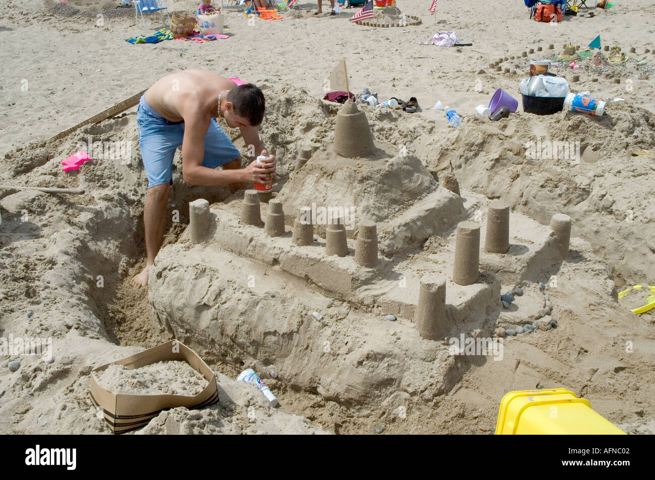People build sand castles on the beach at Port Huron Michigan Stock ...