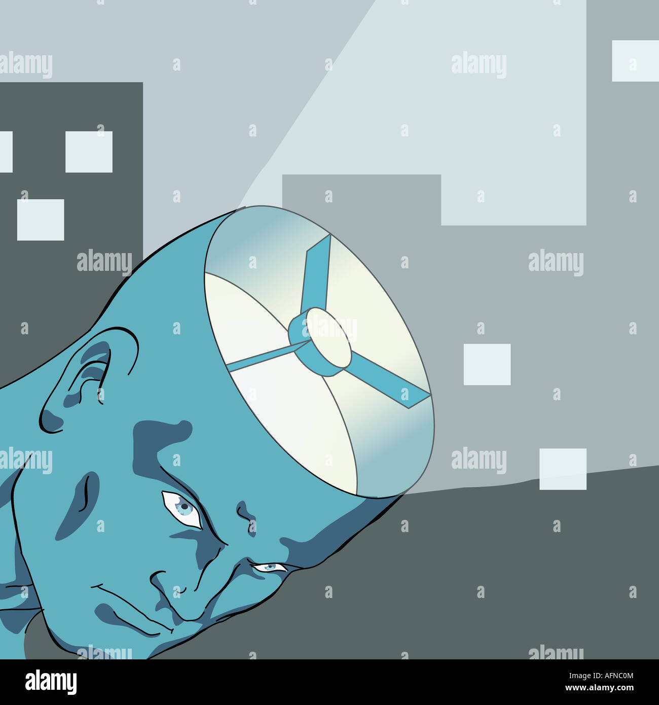 Man's head in the form of a spotlight Stock Photo - Alamy