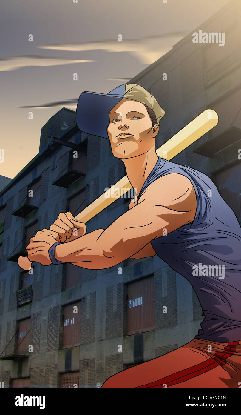 Man swinging a baseball bat Stock Photo - Alamy