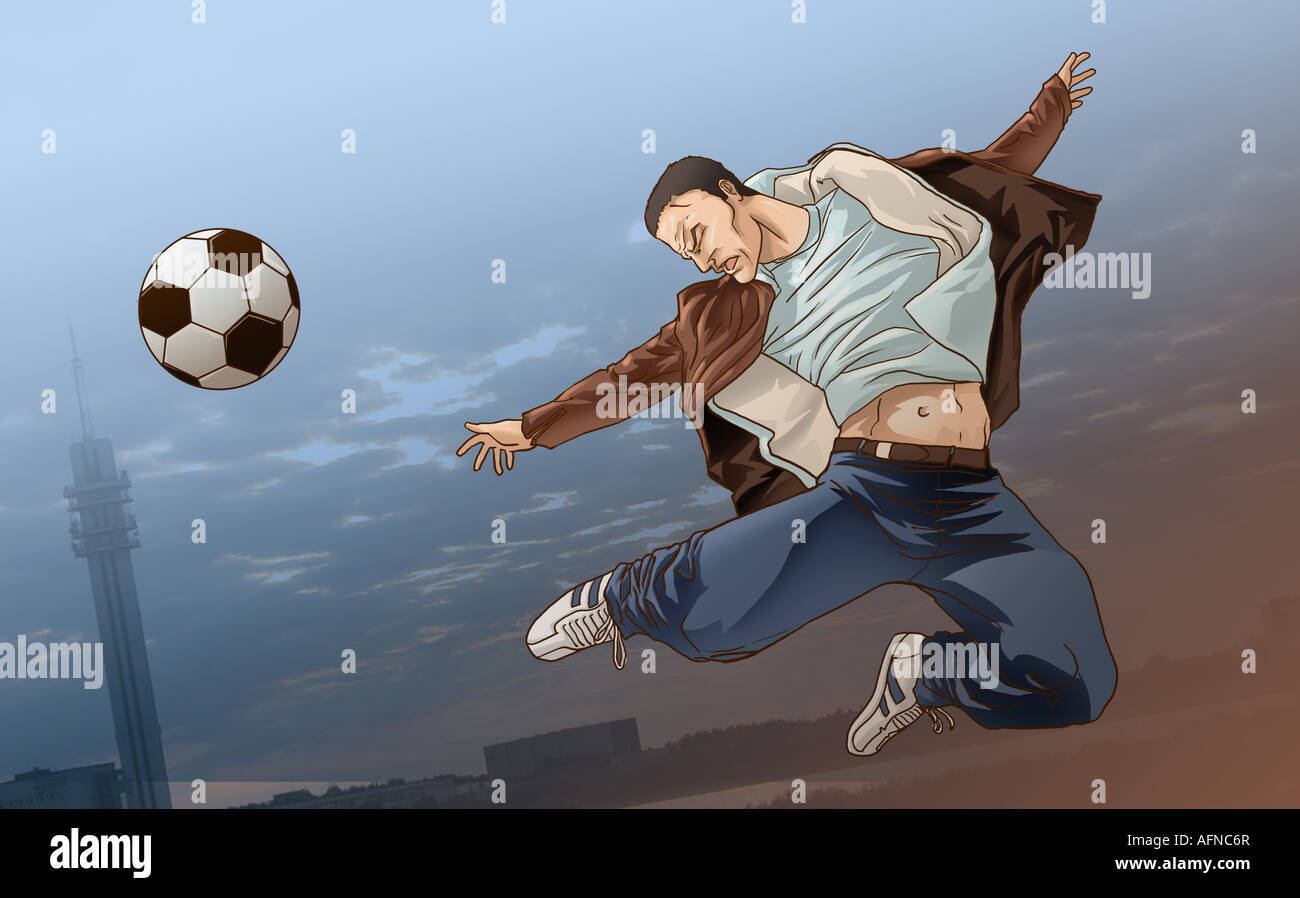 Man playing with a soccer ball Stock Photo - Alamy