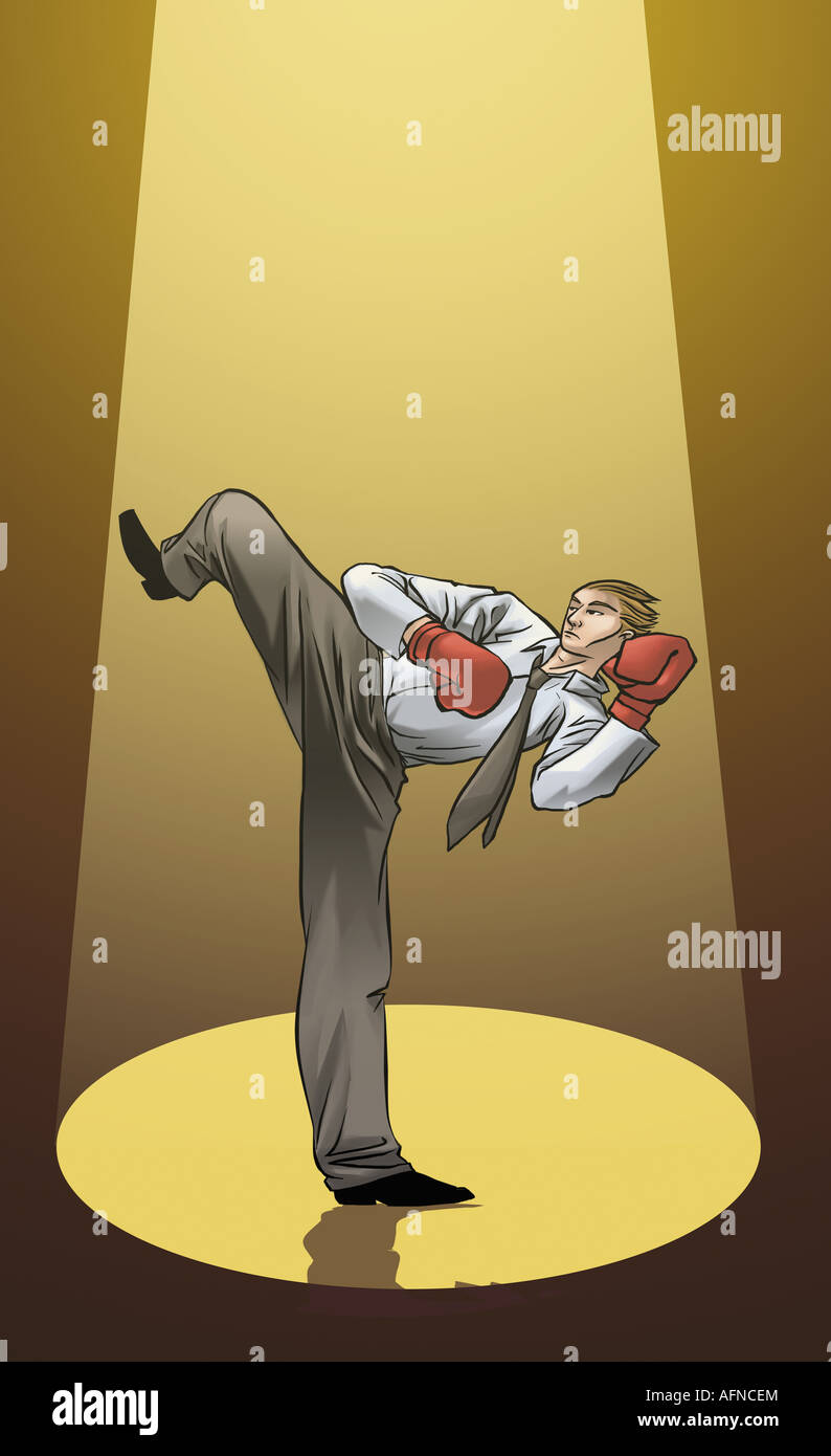 Businessman practicing kickboxing Stock Photo - Alamy Businessman practicing kickboxing Stock Photo - Alamy