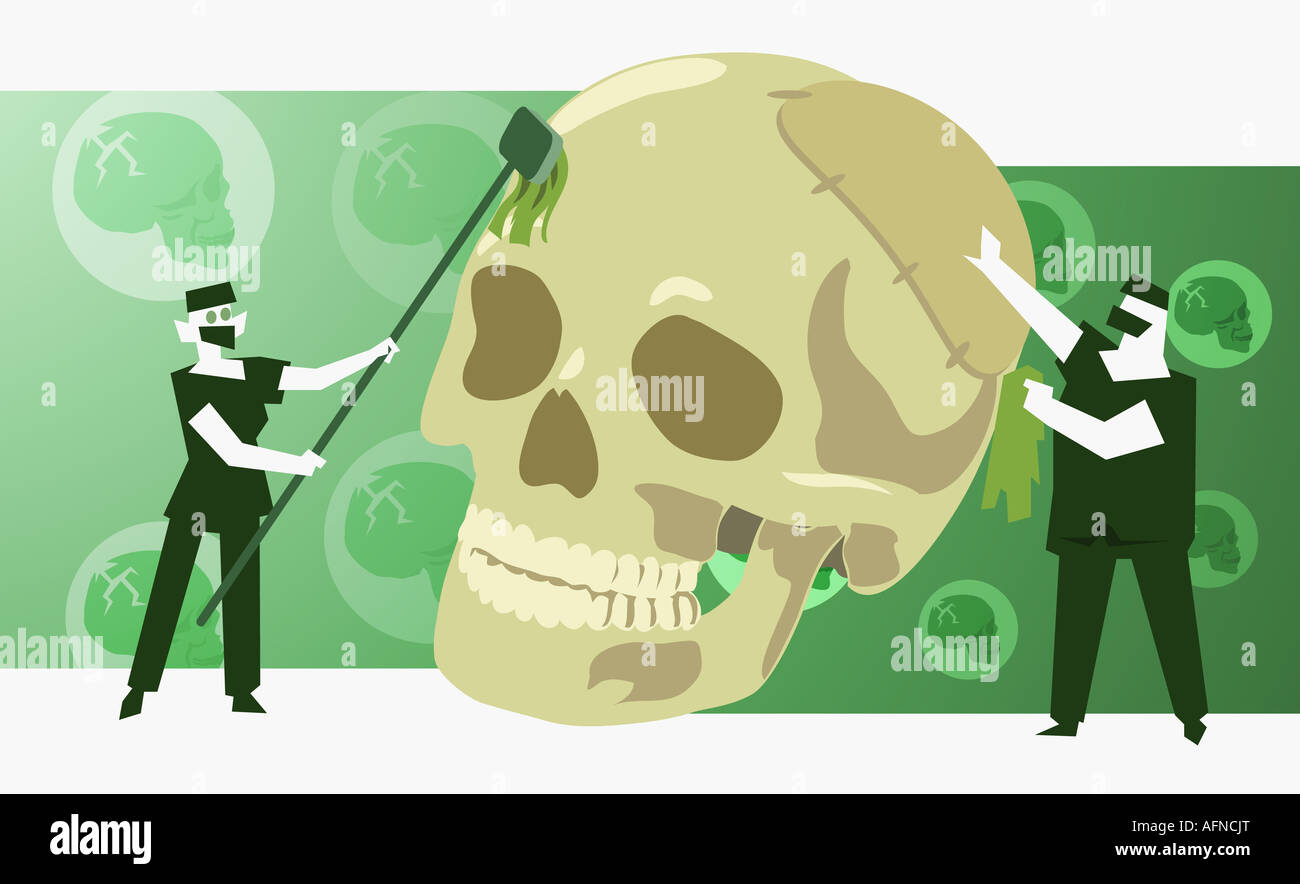 Surgeons cleaning a human skull Stock Photo - Alamy