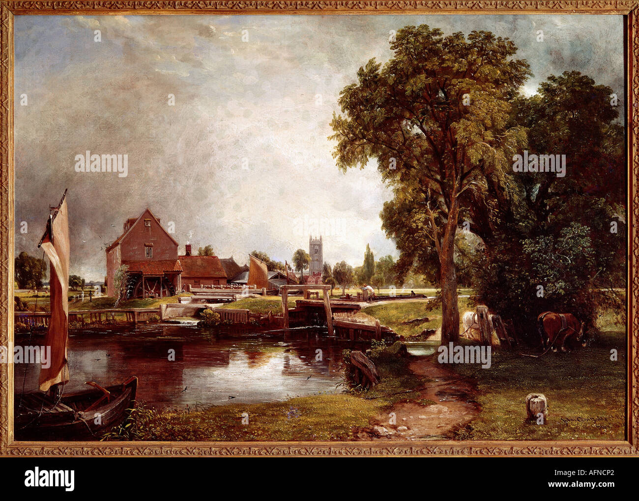 "fine arts, Constable, John (1776 - 1837), painting, "Dedham Lock and ...