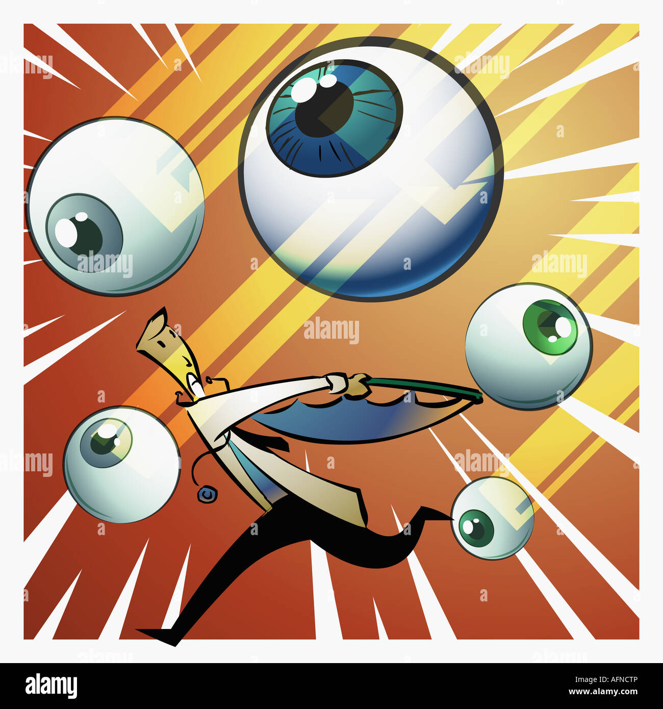 Male doctor running and catching falling eyeballs Stock Photo - Alamy