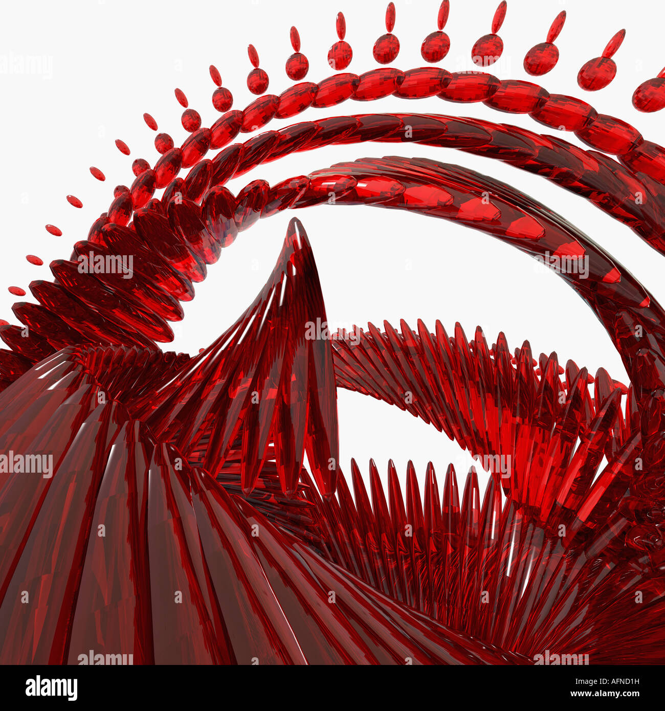 3-d red spiral patterns on a white background Stock Photo - Alamy