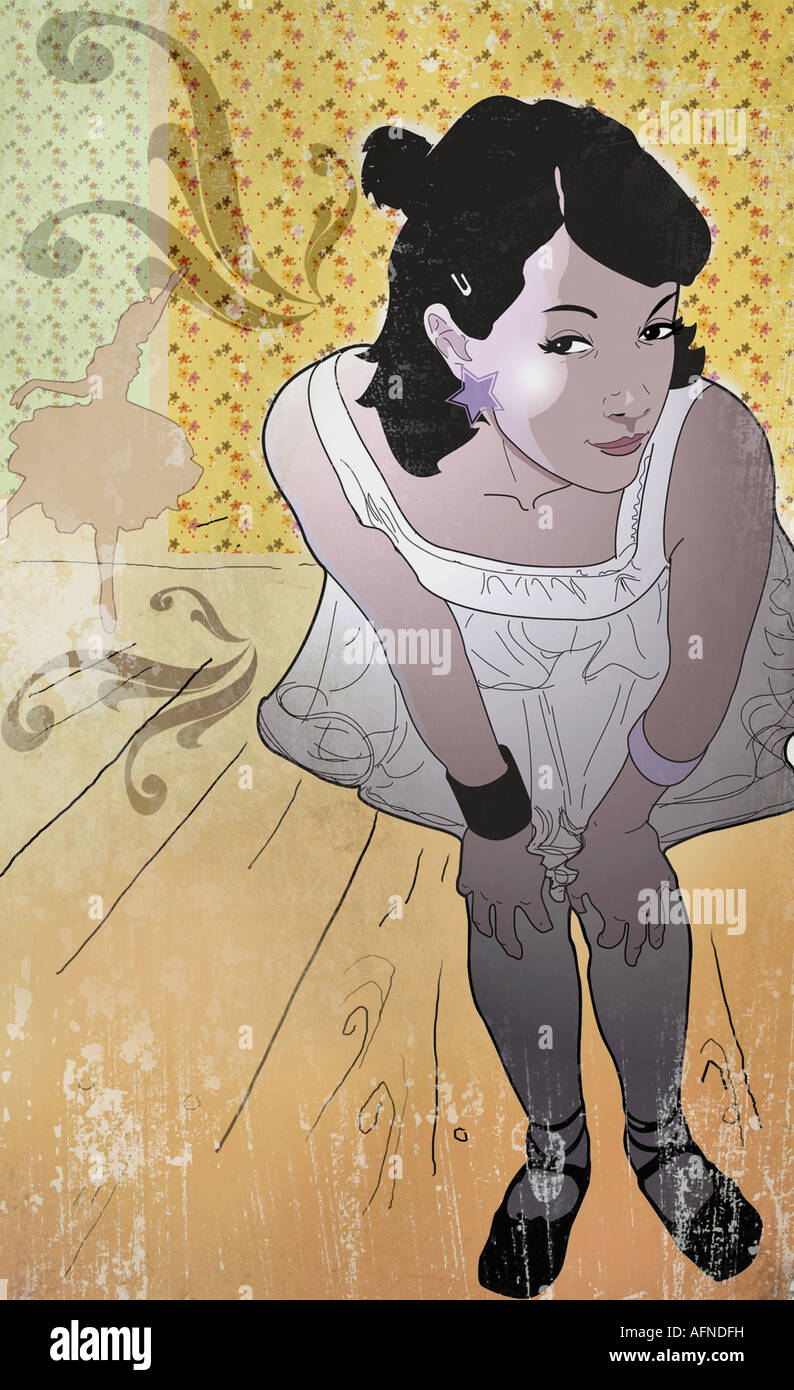 Portrait of a woman bending forward Stock Photo - Alamy