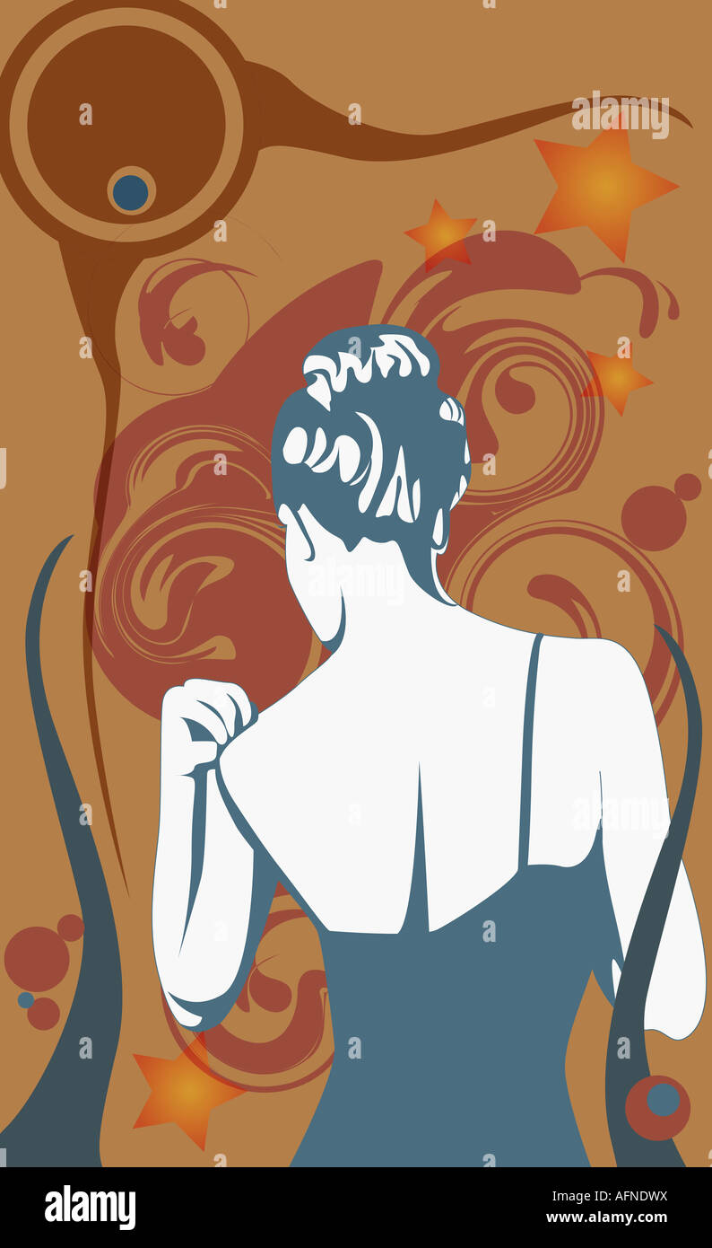 Woman adjusting her dress Stock Photo - Alamy