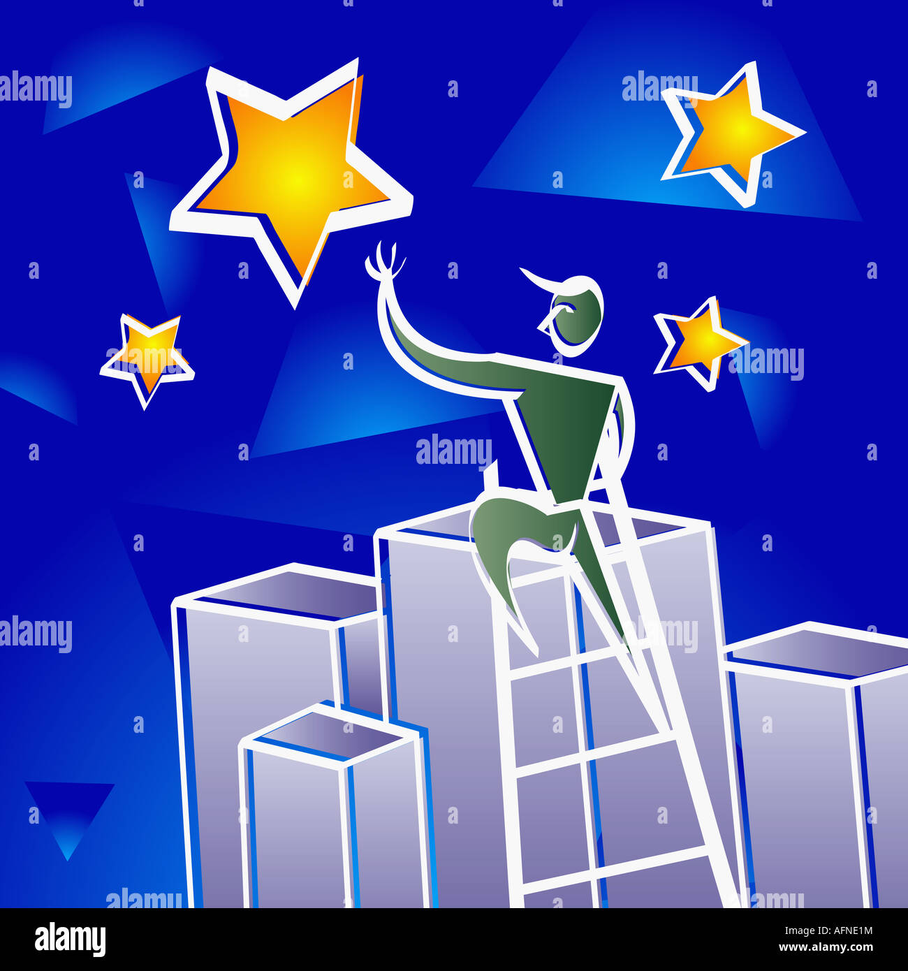 Man reaching for a star Stock Photo - Alamy