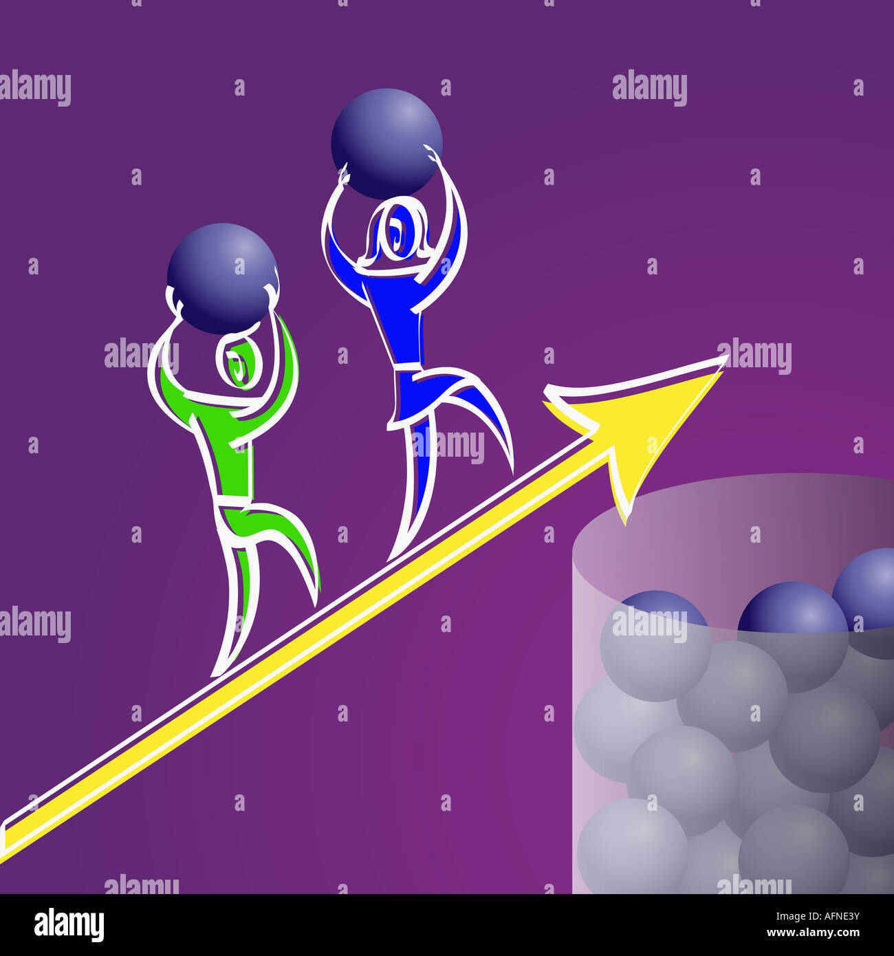 two people walking on an arrow Stock Photo - Alamy
