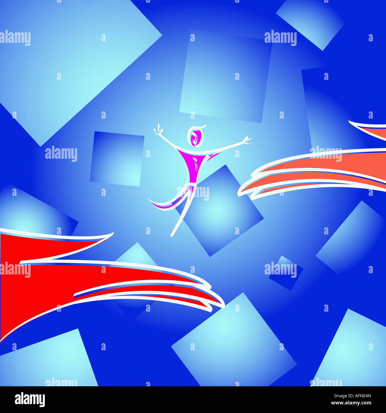 Man jumping from one human hand to another Stock Photo - Alamy