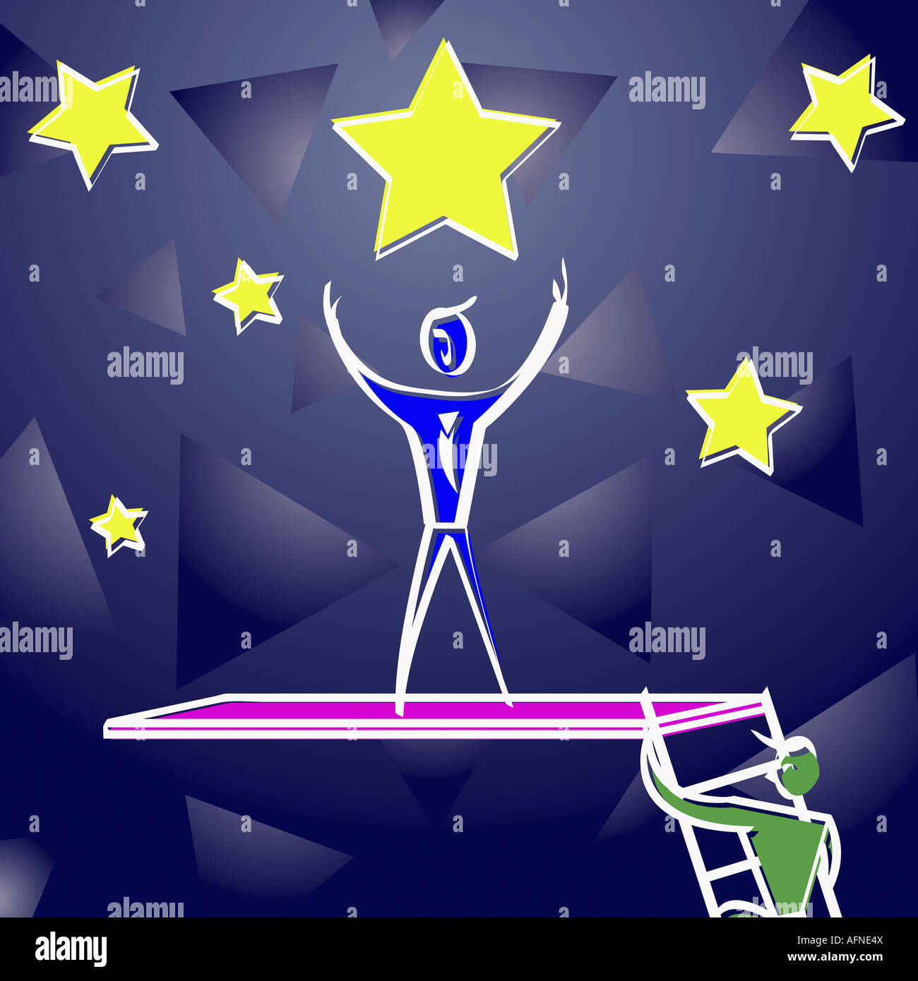 Man reaching for another person standing under stars Stock Photo - Alamy