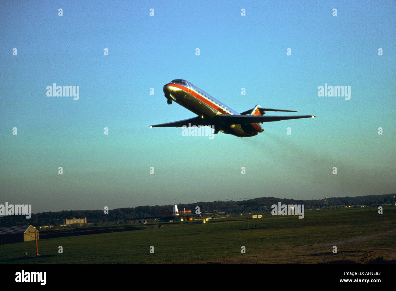 Jet aircraft airplane lands takes off at Sarasota Florida airport Stock ...