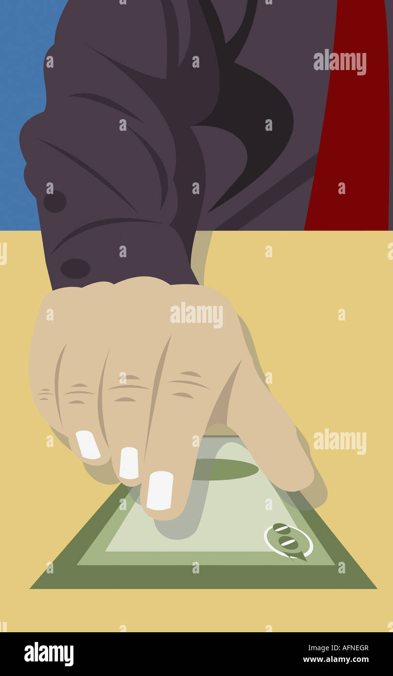 Businessman's hand on a currency note Stock Photo - Alamy