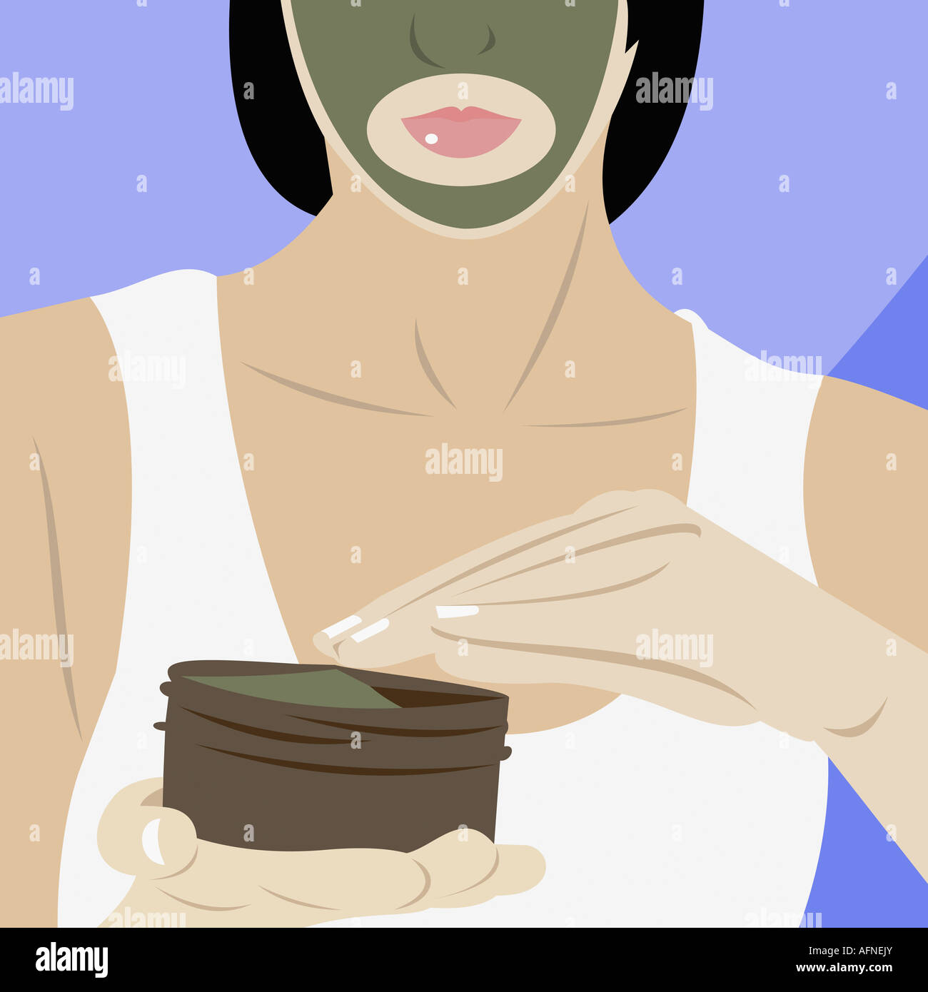 Young woman applying a pack on her face Stock Photo - Alamy