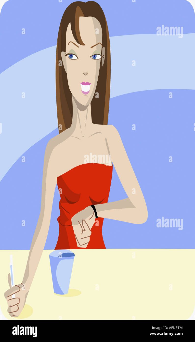 Young woman checking the time Stock Photo - Alamy
