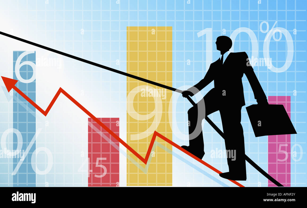 Businessman climbing a bar graph hi-res stock photography and images ...