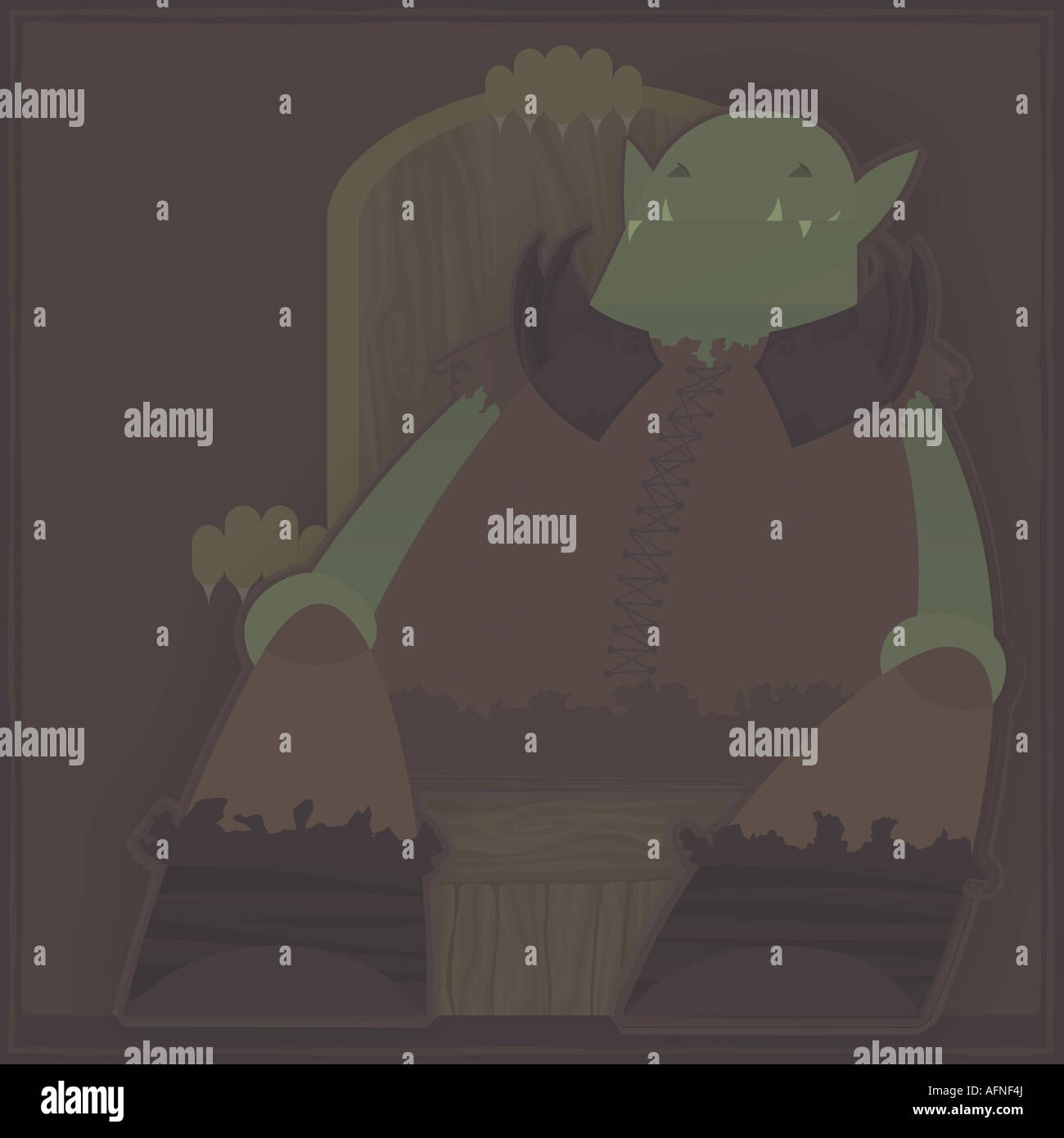 Monster sitting on a chair Stock Photo - Alamy