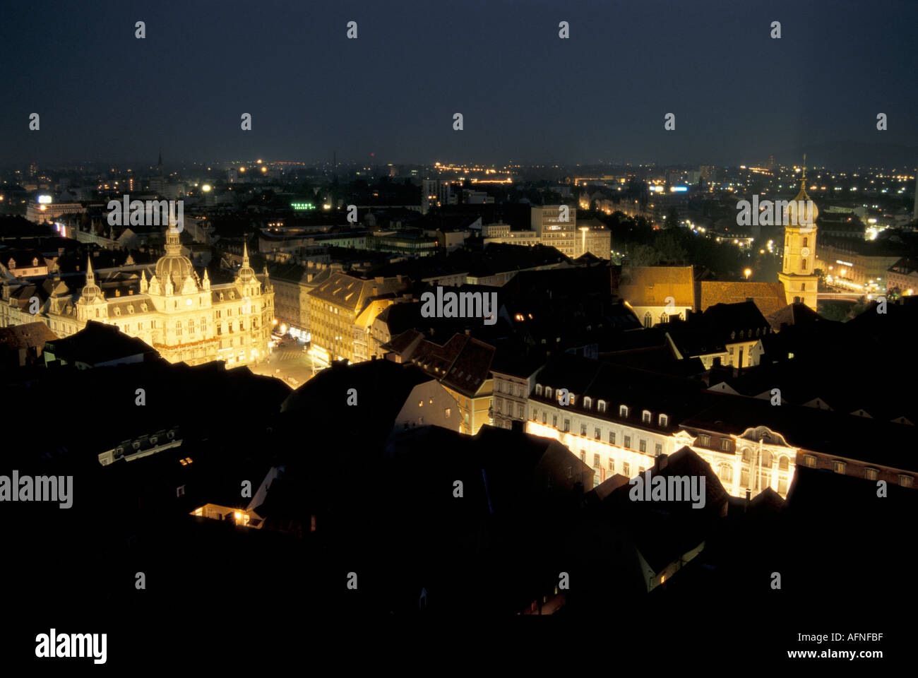 city hall of Graz, night Stock Photo - Alamy