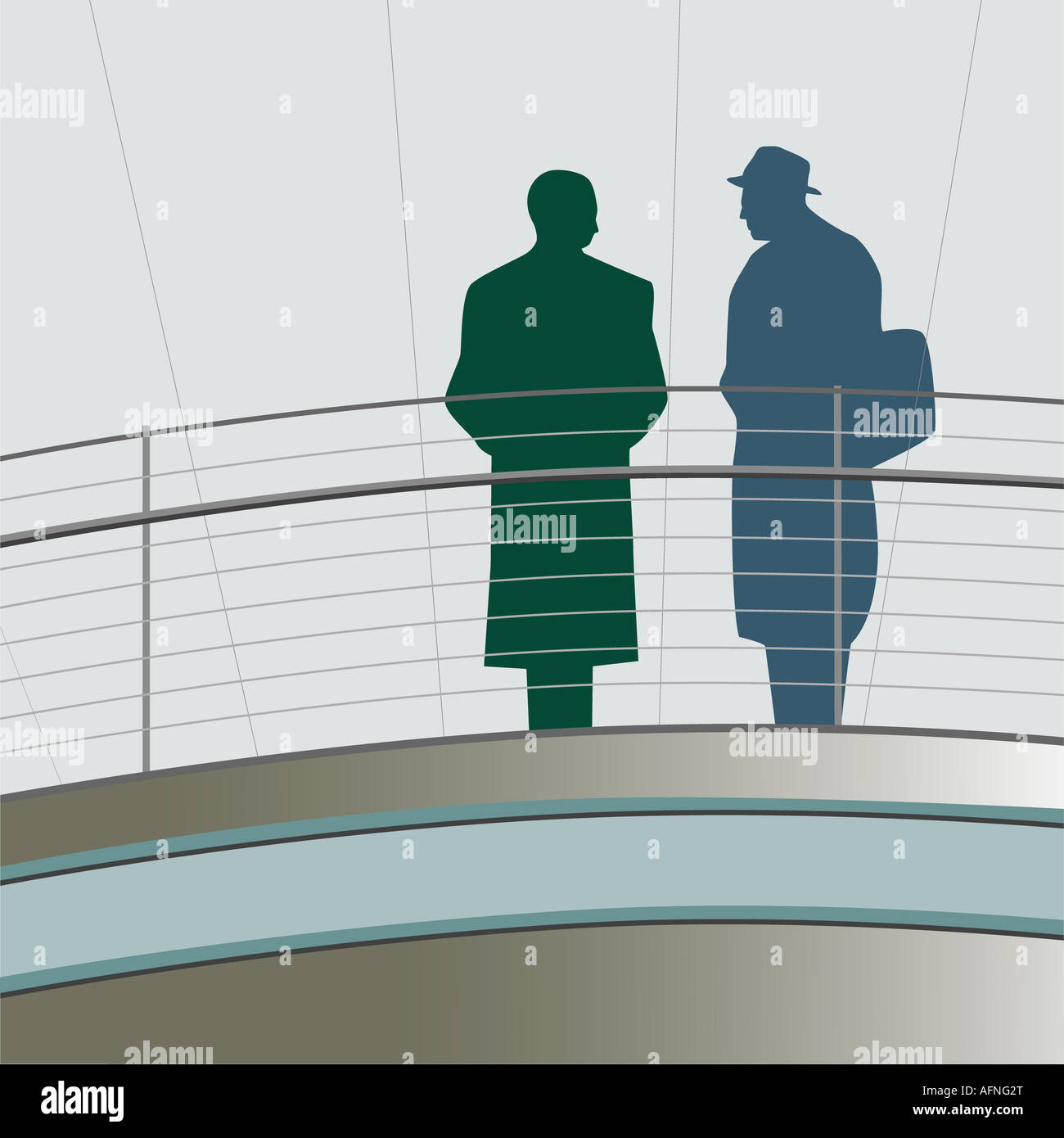 Two young men standing on the deck of a ship and talking Stock Photo ...