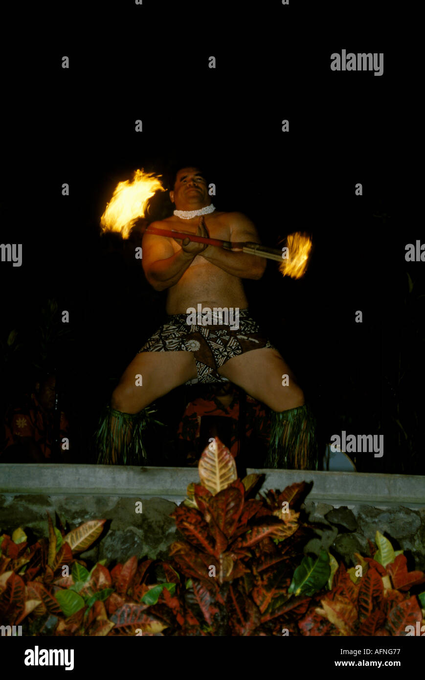 Hawaiian performer no model release fire dancer Maui Hawaii Stock Photo ...