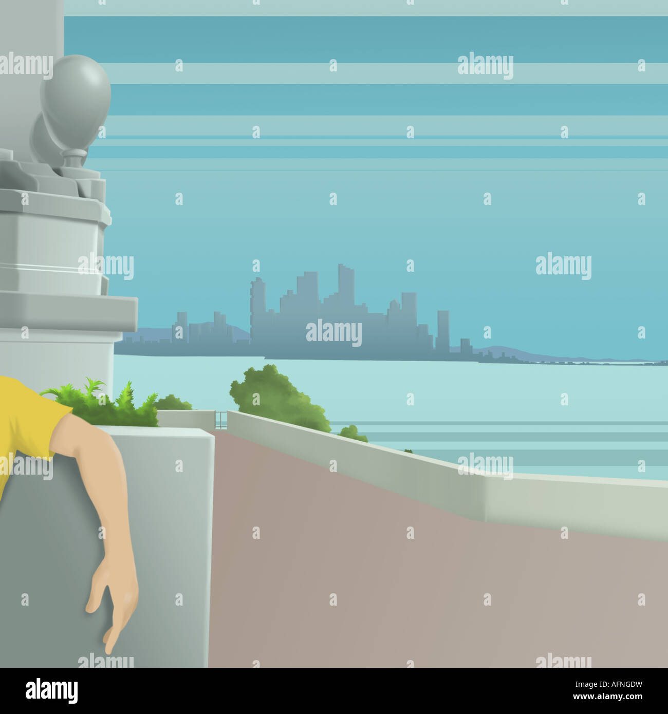 Person's hand leaning against a wall Stock Photo - Alamy