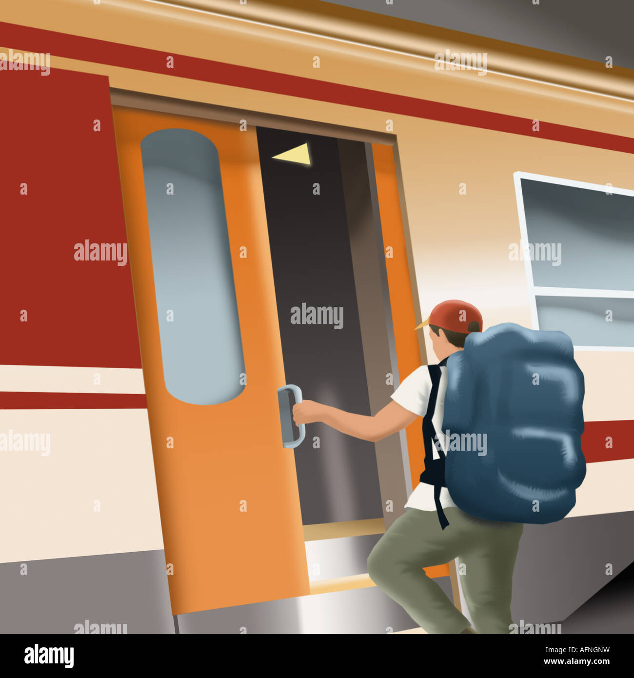 Men boarding the train hi-res stock photography and images - Alamy