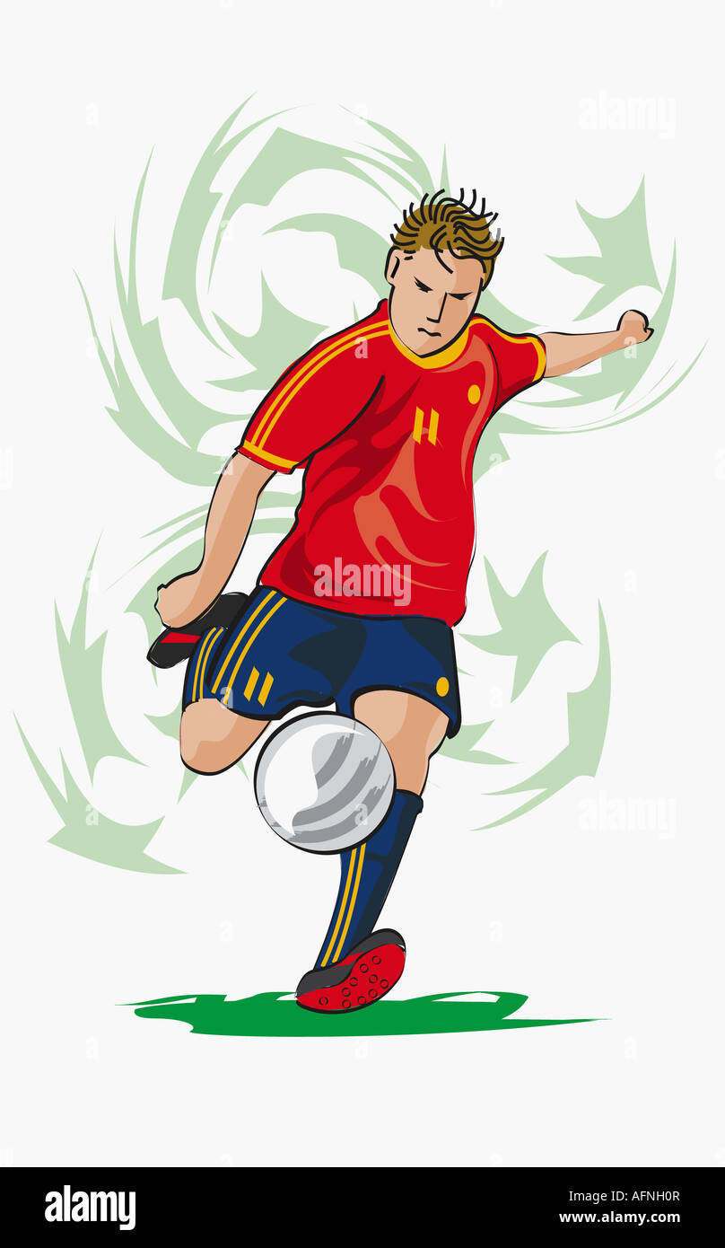 Footballer kicking a ball Cut Out Stock Images & Pictures - Alamy