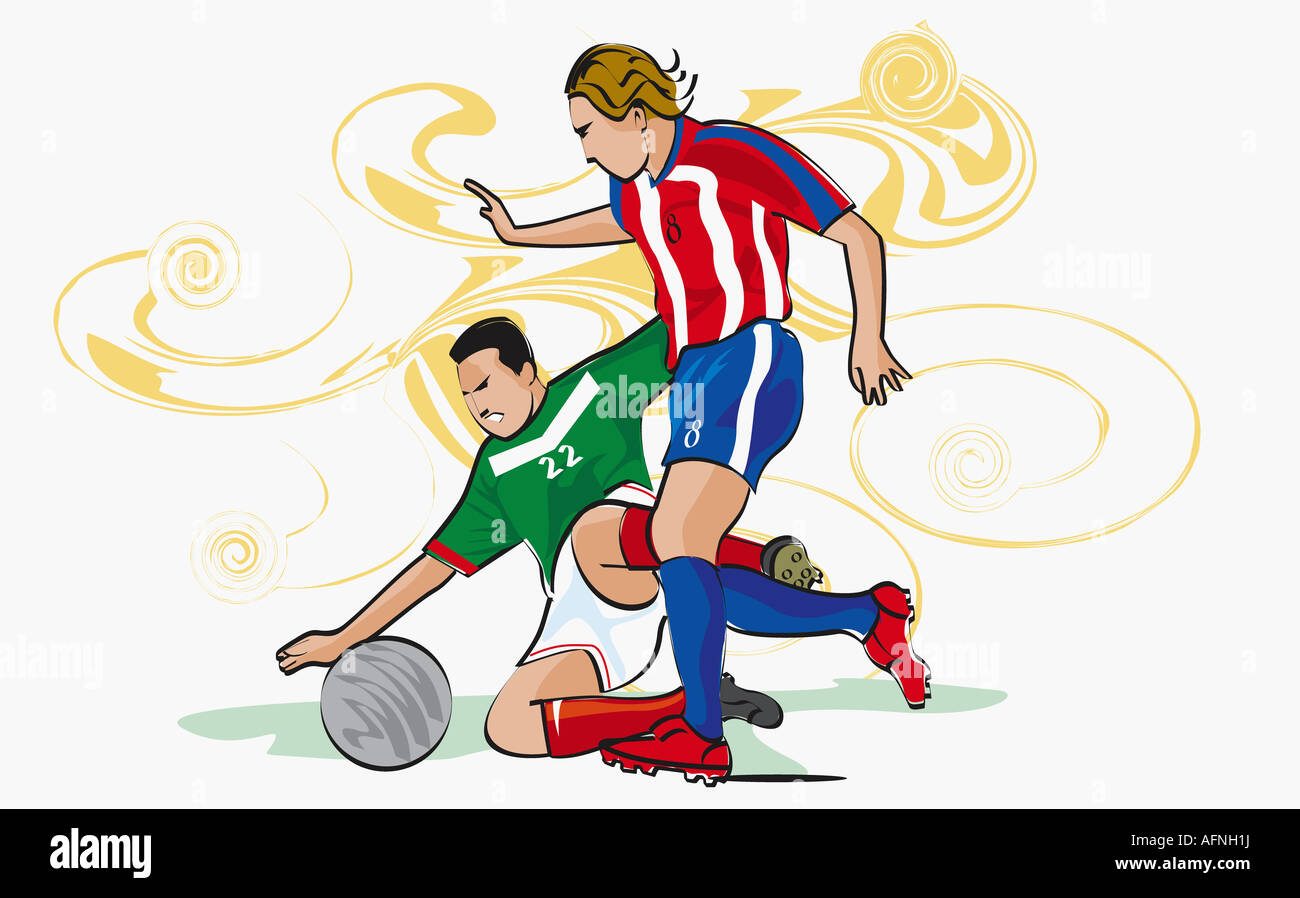 Two soccer players playing soccer Stock Photo - Alamy