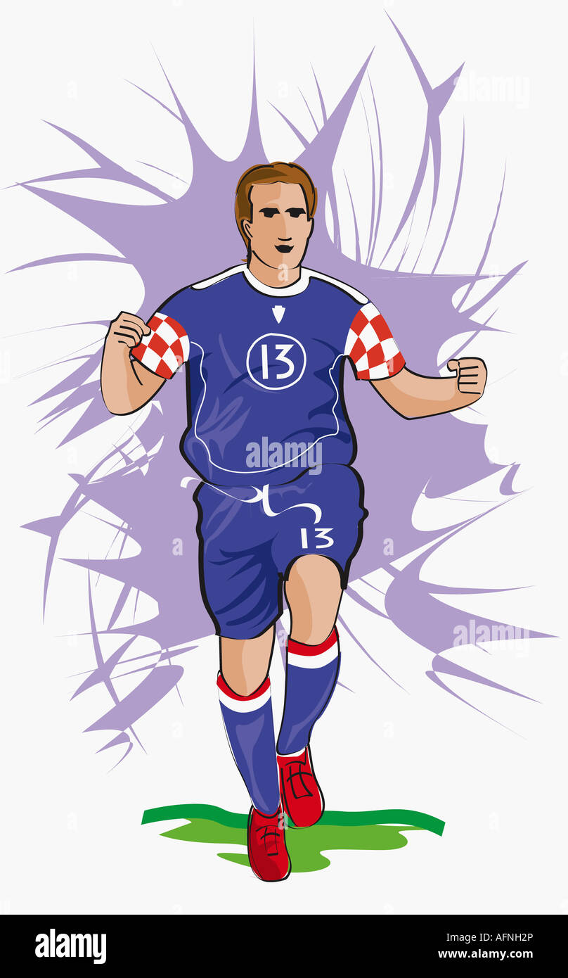 Soccer player running on soccer field Stock Photo - Alamy