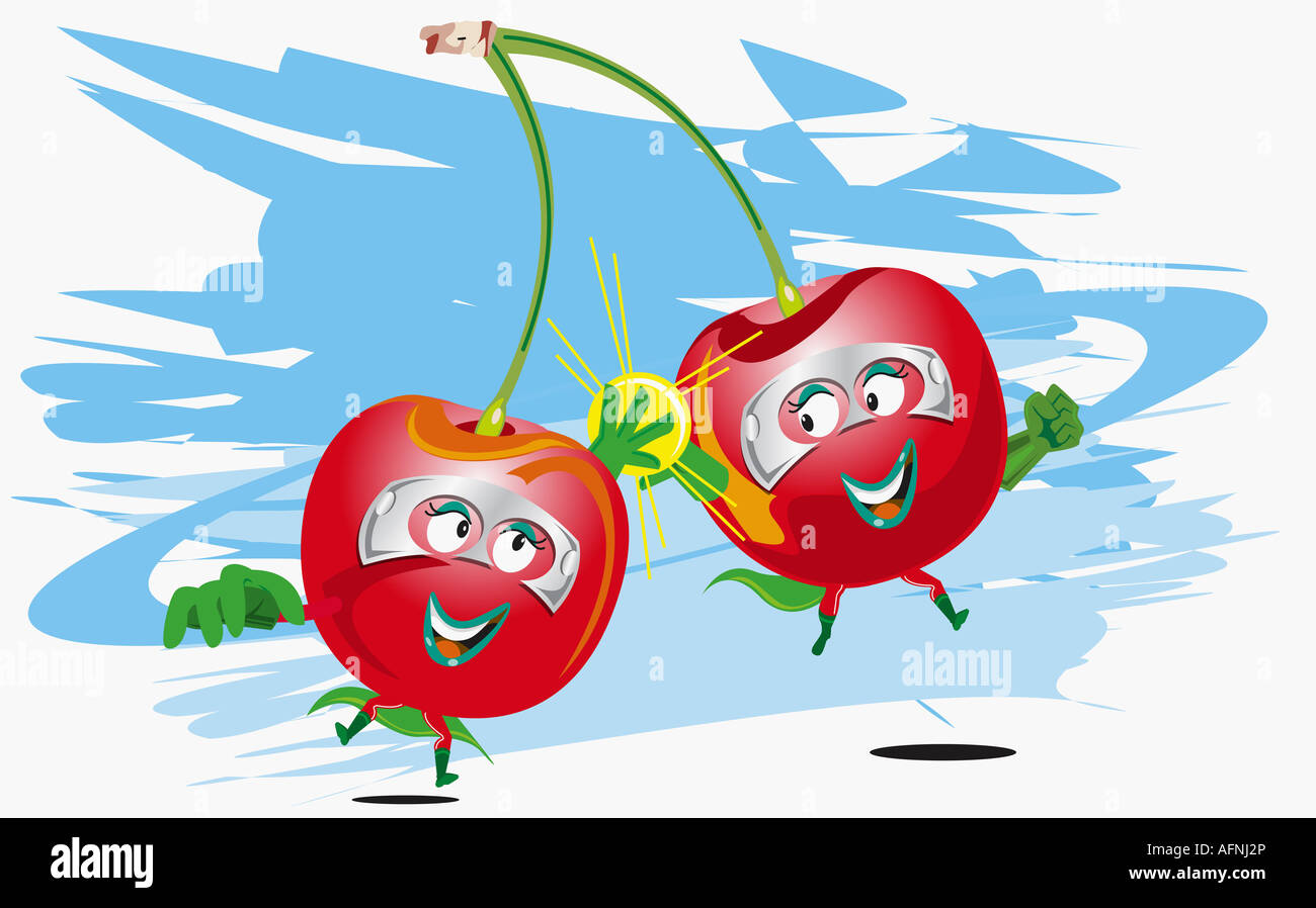 Two cherries representing humans Stock Photo - Alamy