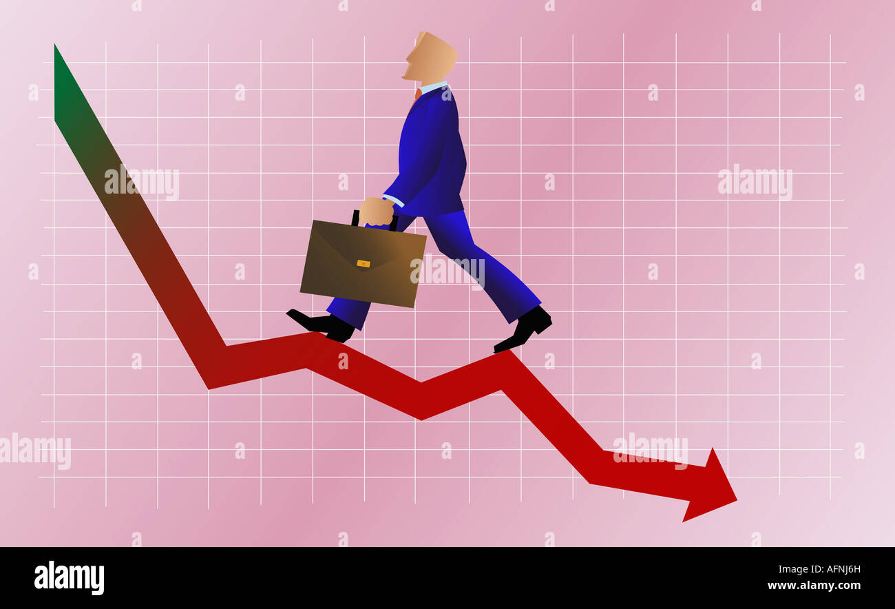 Businessman walking up a line graph Stock Photo - Alamy