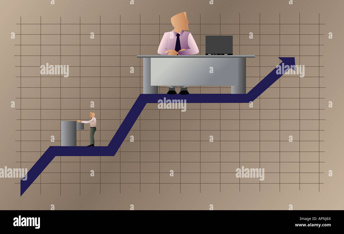 Two businessmen on a line graph Stock Photo - Alamy