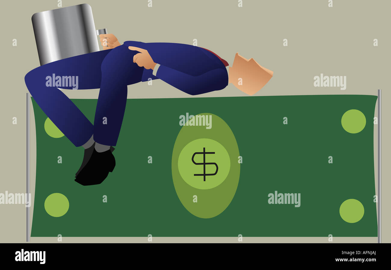 Businessman performing a high jump over a bank note Stock Photo - Alamy