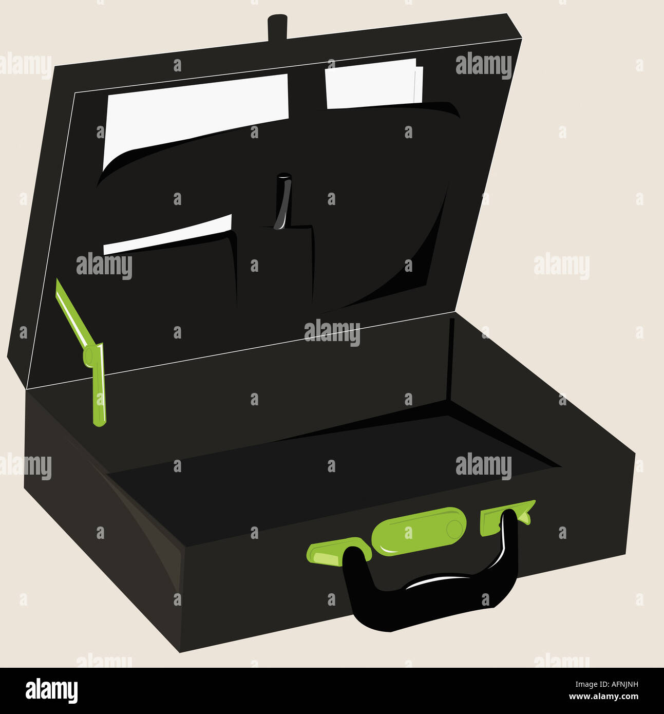 Close-up of an open briefcase Stock Photo - Alamy