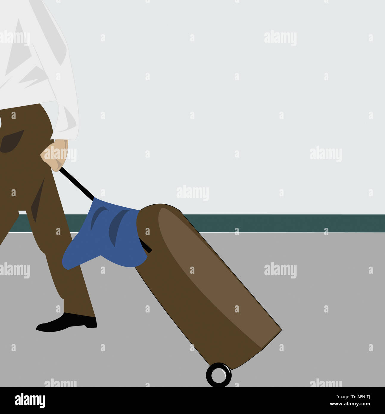 Businessman pulling a suitcase Stock Photo - Alamy