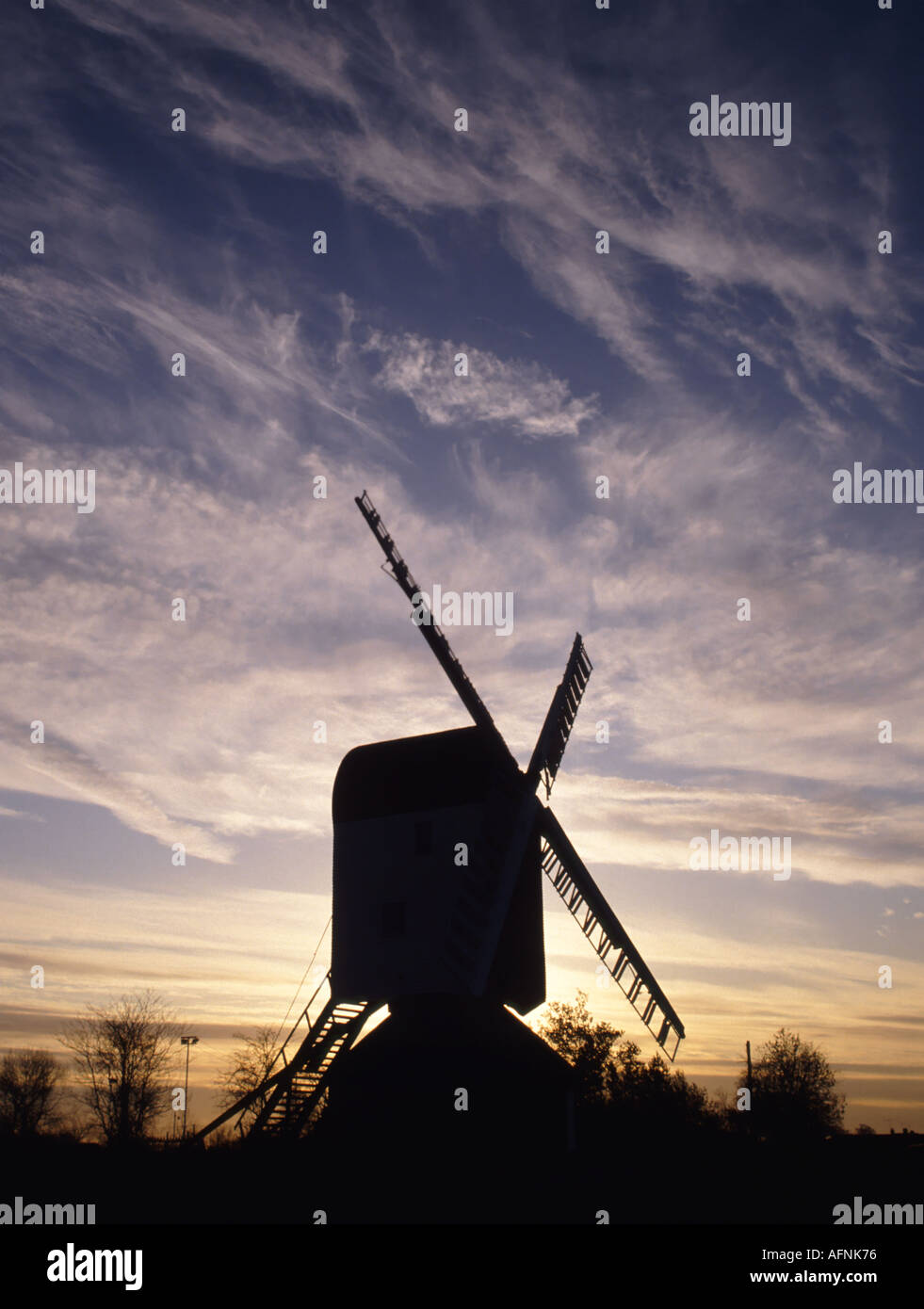 Mountnessing Windmill in silhouette at sundown sunset Grade II ii ...