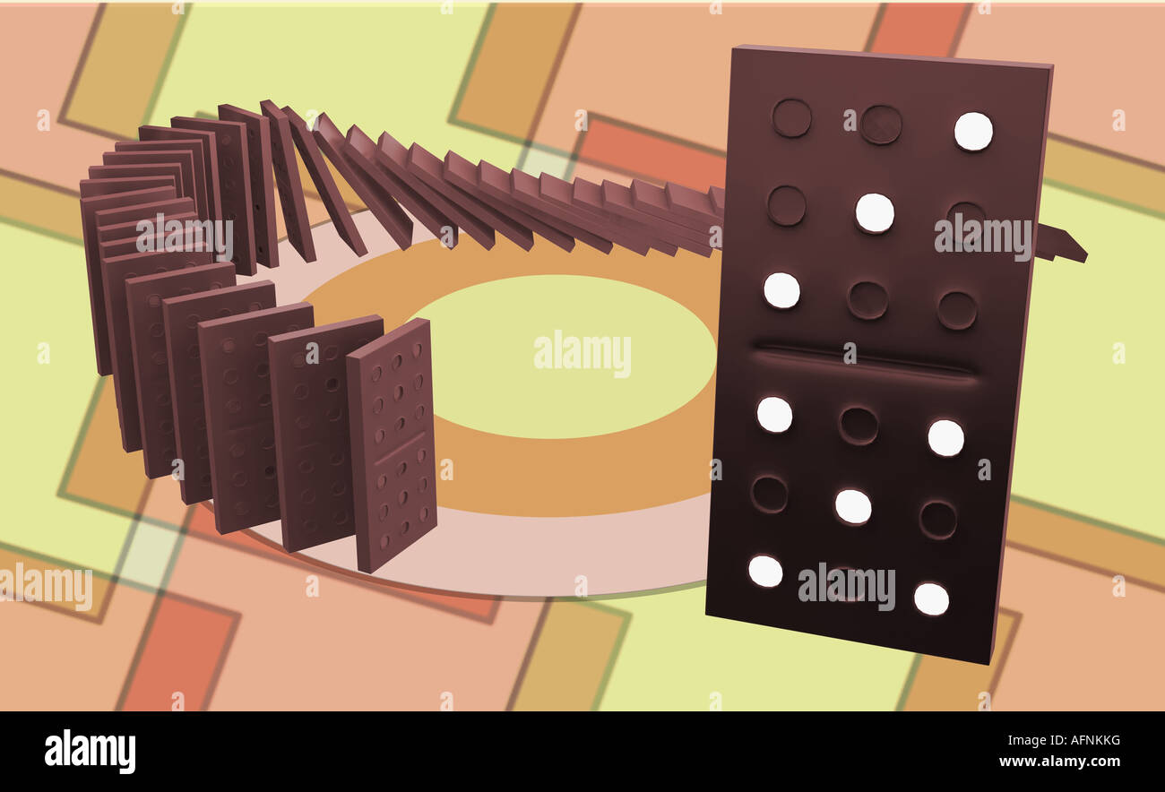 Row of dominoes falling Stock Photo - Alamy