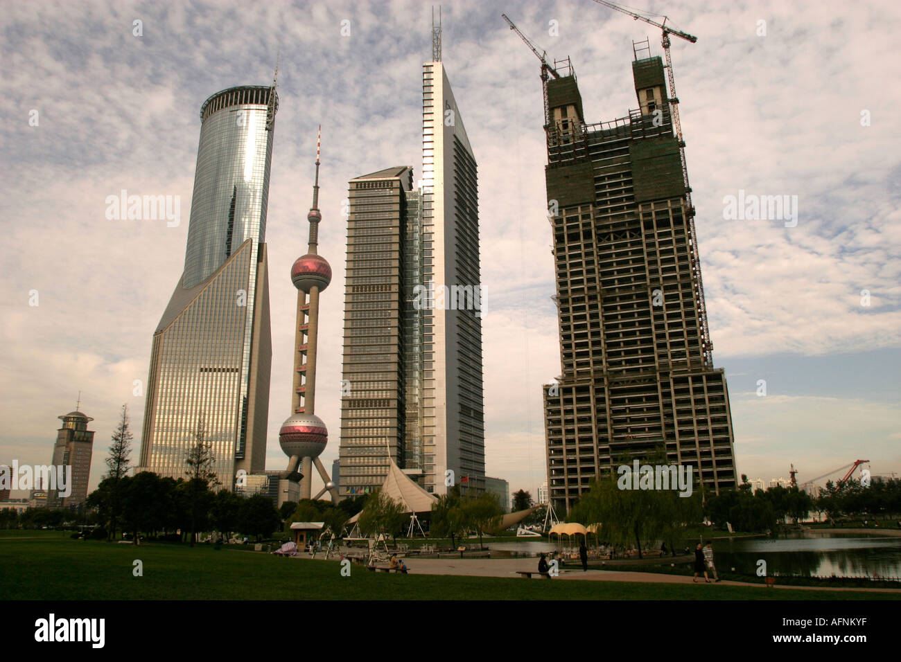 Shanghai China New office buildings Pudong New Area with the Bank of ...