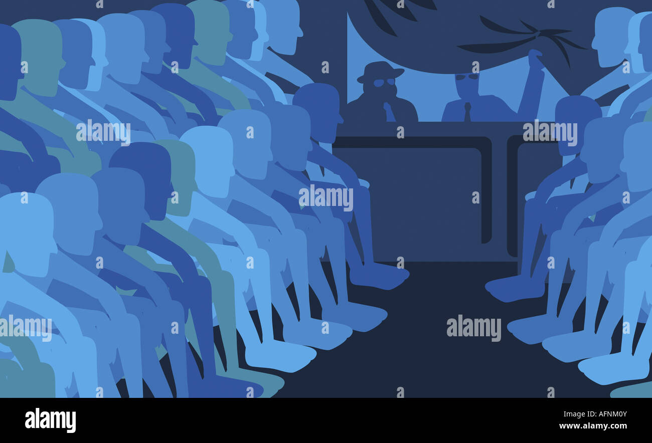 Large Group of People sitting on bleachers Stock Photo - Alamy