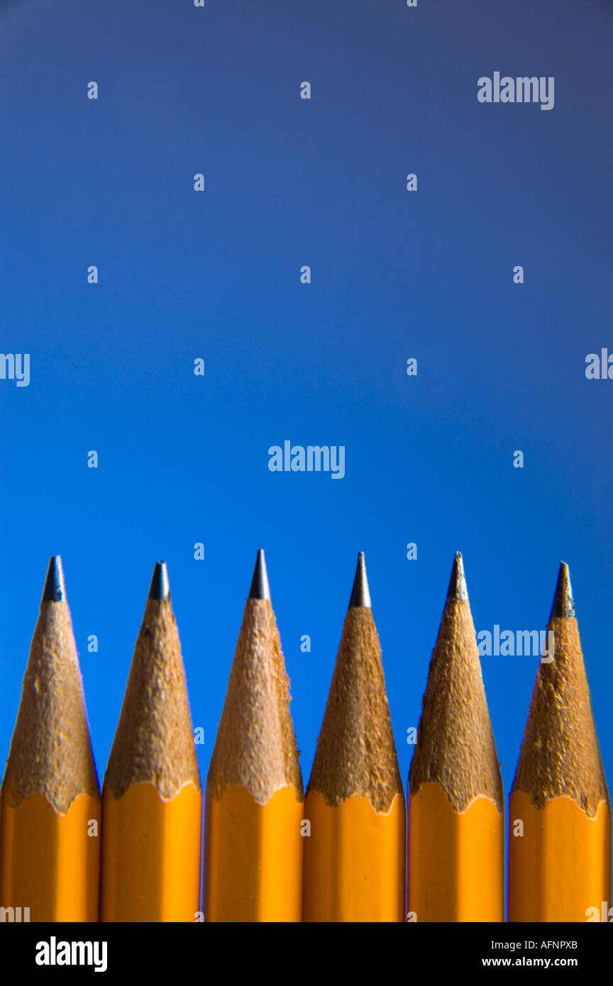 Line up of standard yellow freshly sharpened pencils Stock Photo - Alamy