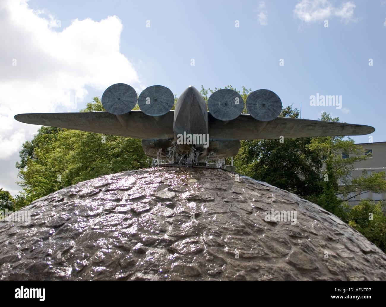 Statue of flying boat on world globe at Foynes flying boat museum ...