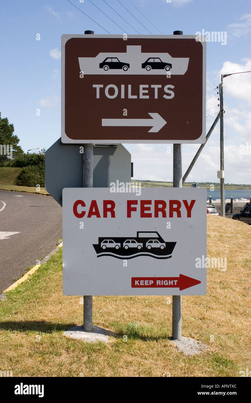 road signs for ferry and toilets Ireland Arrows pointing right Stock ...