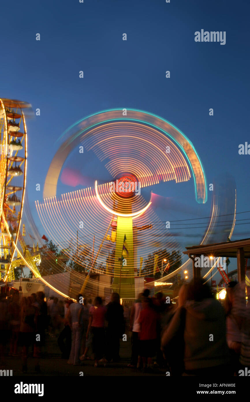 CARNIVAL RIDES Night time on the midway, Stampede Park, Calgary ...