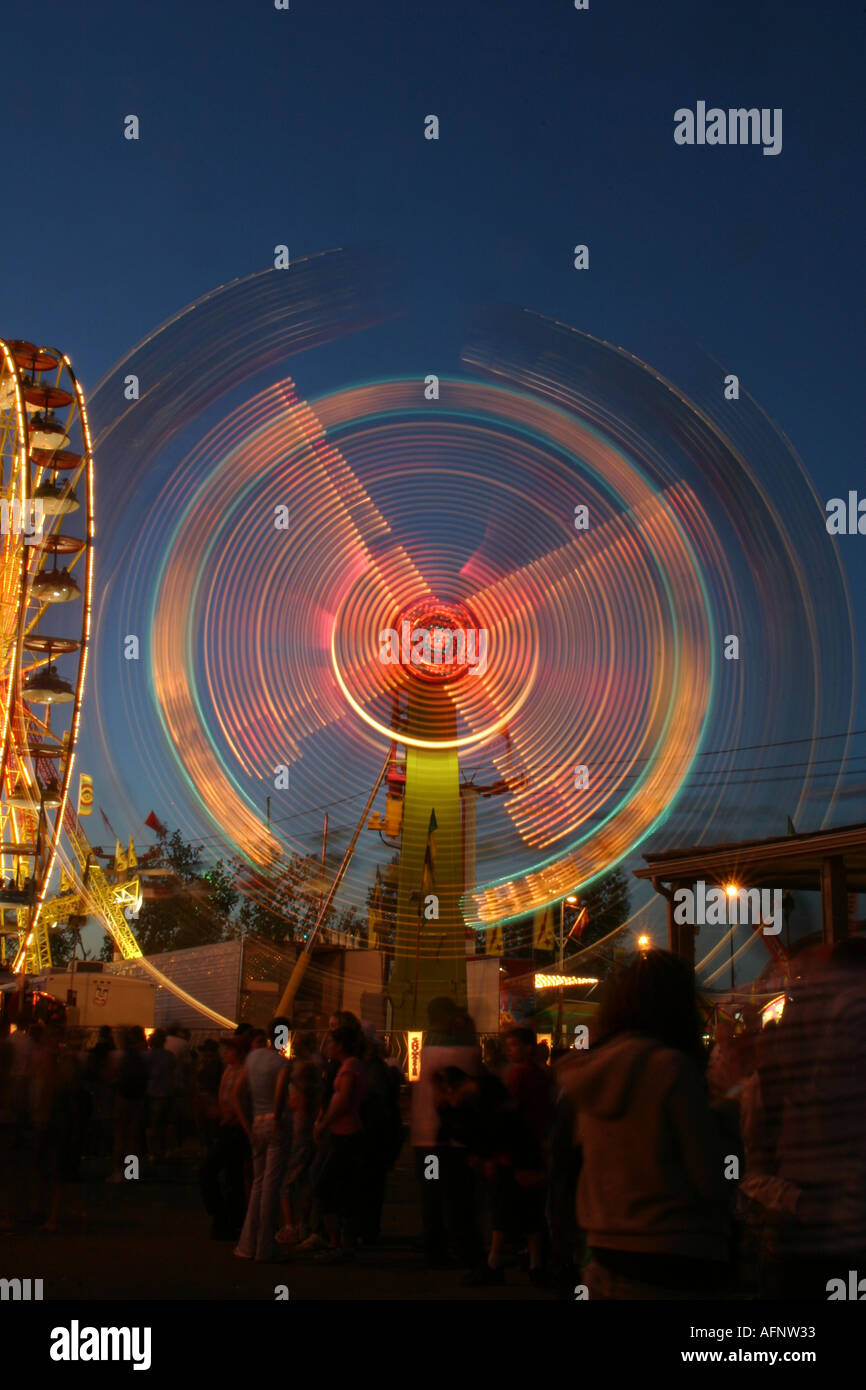 CARNIVAL RIDES Night time on the midway, Stampede Park, Calgary ...