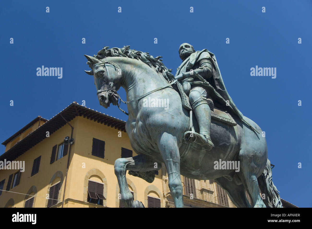 The "bronze equestrian statue of Cosimo I" by Giambologna Stock Photo ...